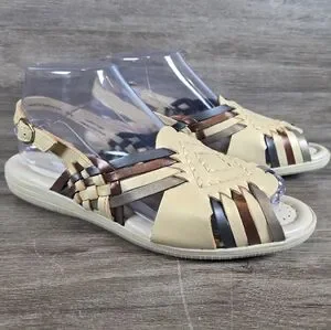 Softspots | Shoes | Softspots Leather Tela Huarache Beige Silver Bronze ...